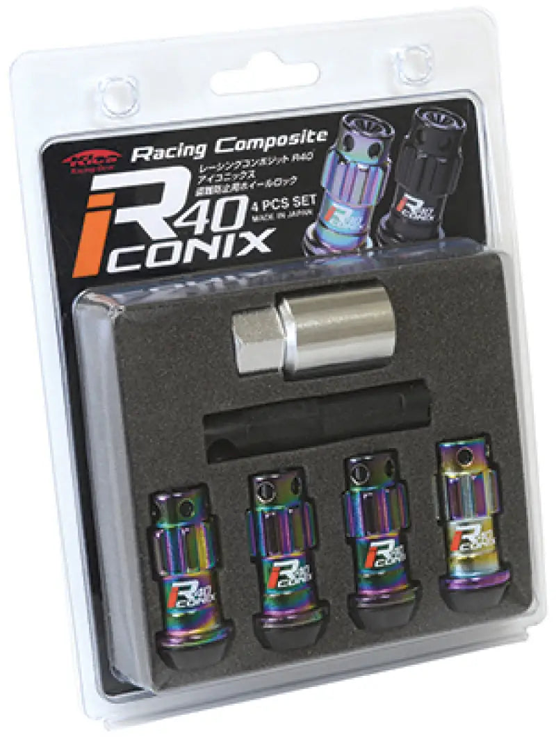 Project Kics 12X1.25 R40 Iconix Neochrome Lug Nut Lock Set - 4 - WYIF4 ...